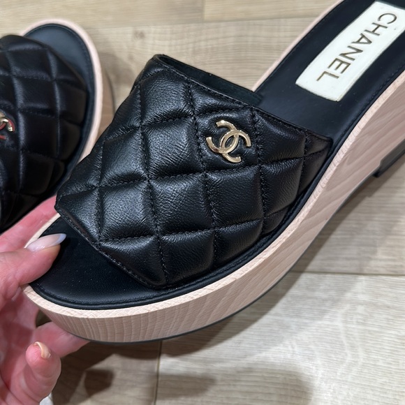 CHANEL | Shoes | Chanel Wooden Platform Sandals Size 4 New | Poshmark